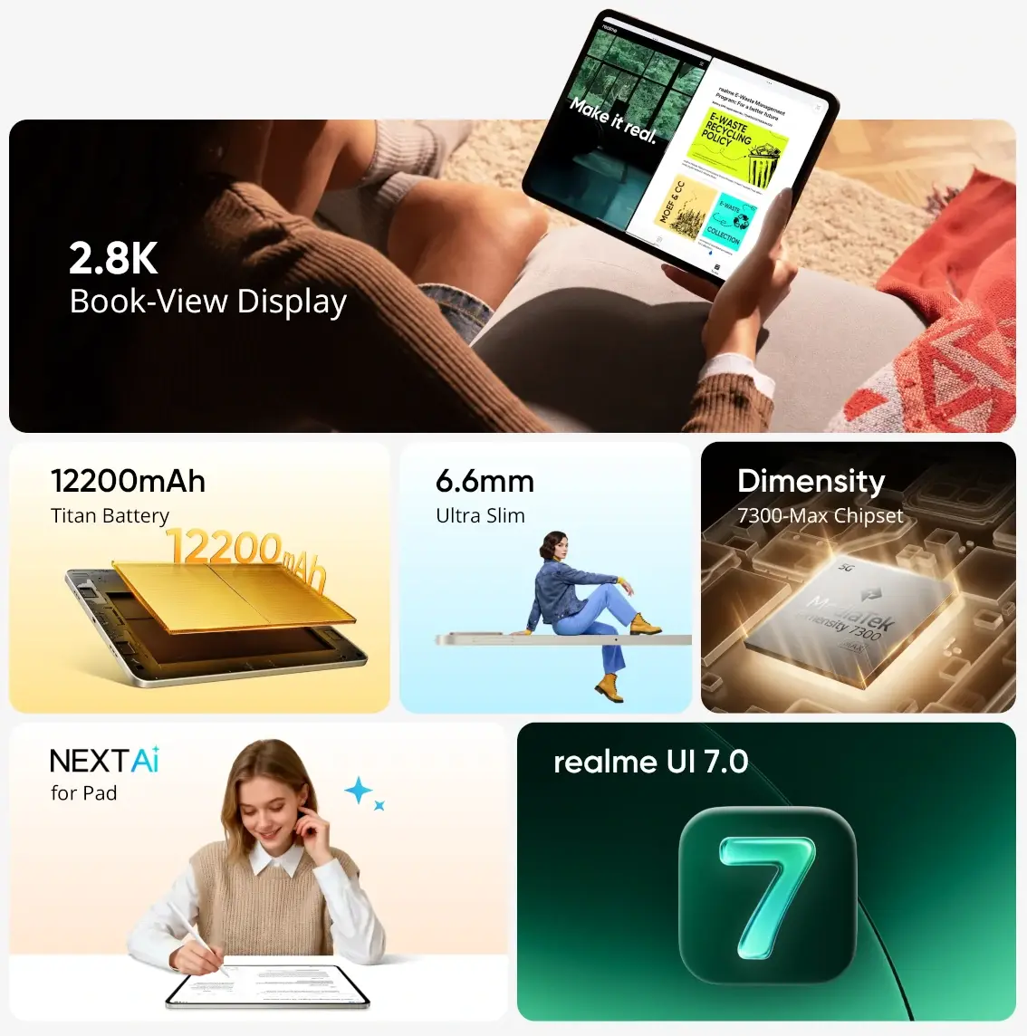 realme Pad 3 発表、Dimensity 7300 Max搭載の11.61型タブレット | phablet.jp (ファブレット.jp)